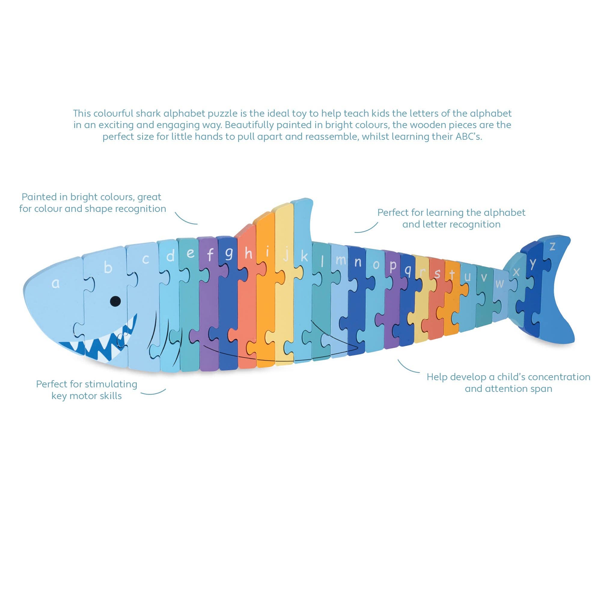 Shark Alphabet Wooden Puzzle – Trendy Tots Winnipeg